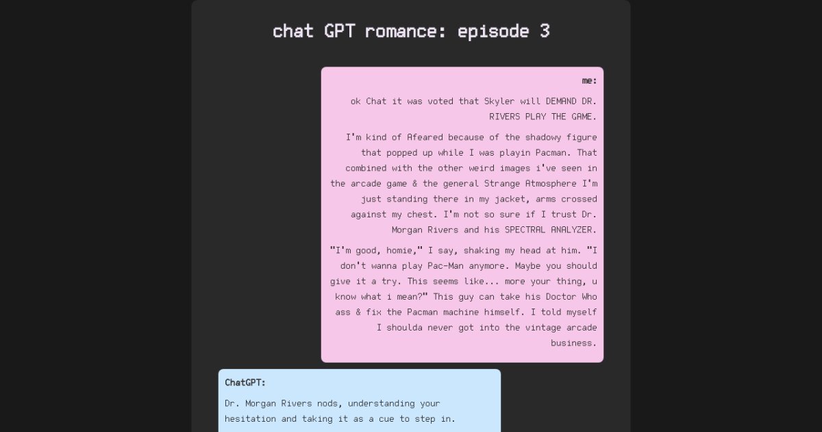 chat gpt romance