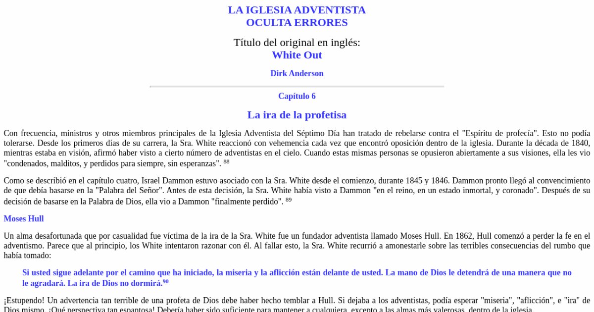 La Iglesia Adventista Oculta Errores - D. Anderson - Capítulo 6