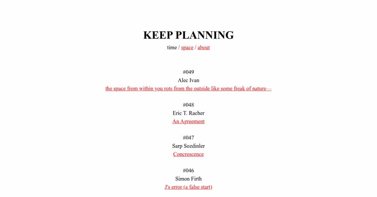KEEP PLANNING – Time