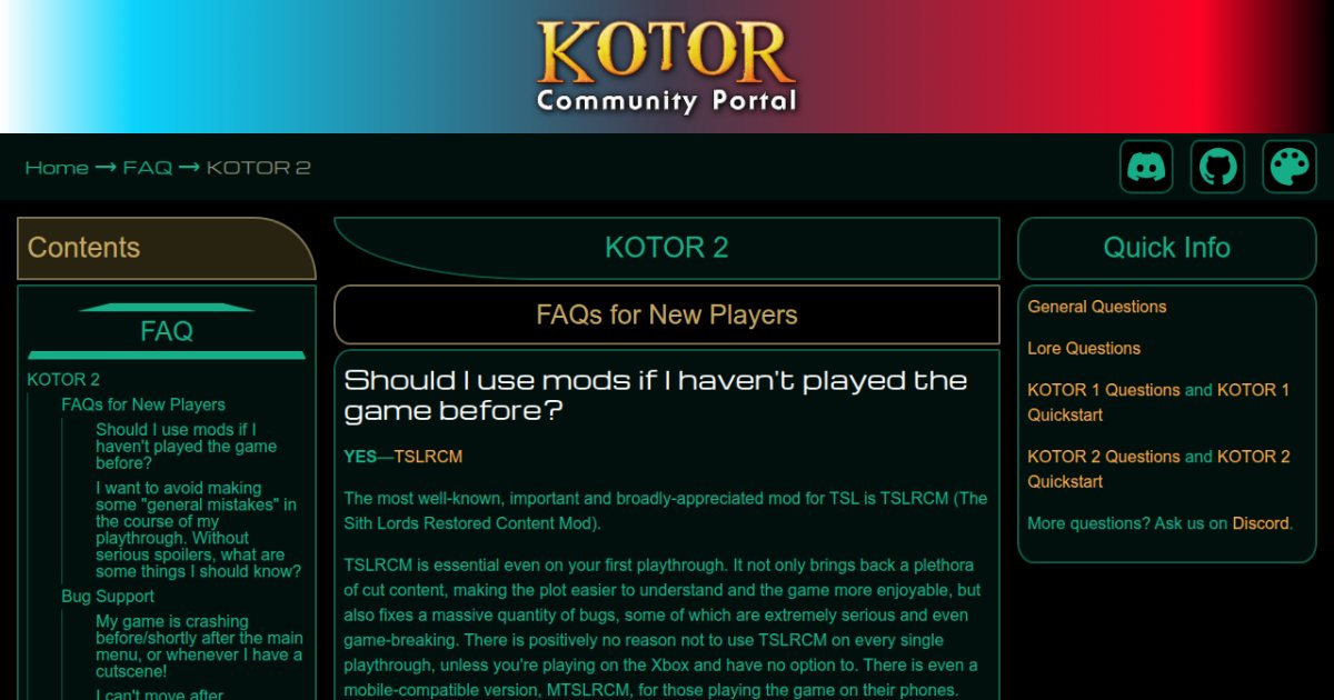 FAQ: KOTOR 2