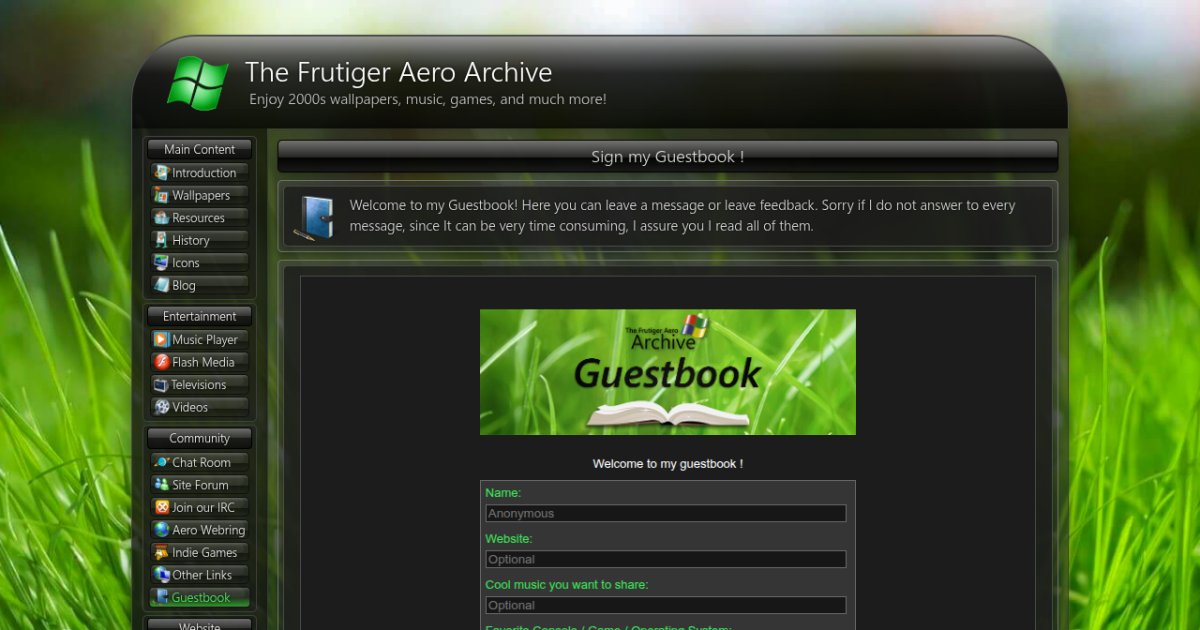 Frutiger Aero Archive - Guestbook
