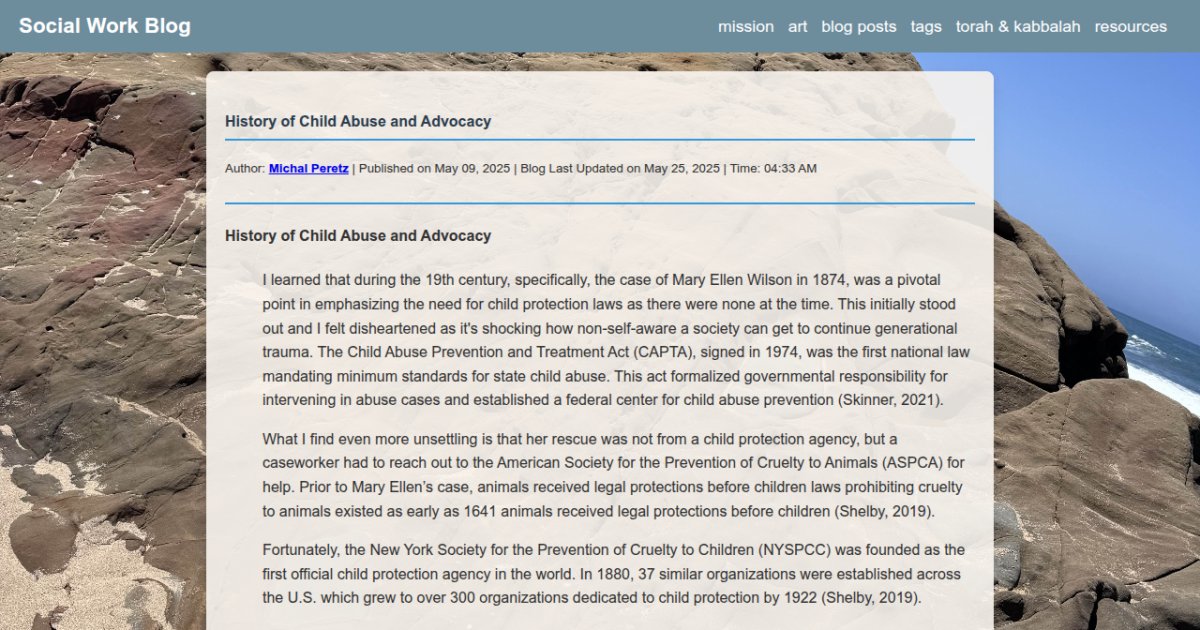 History of Child Abuse and Advocacy