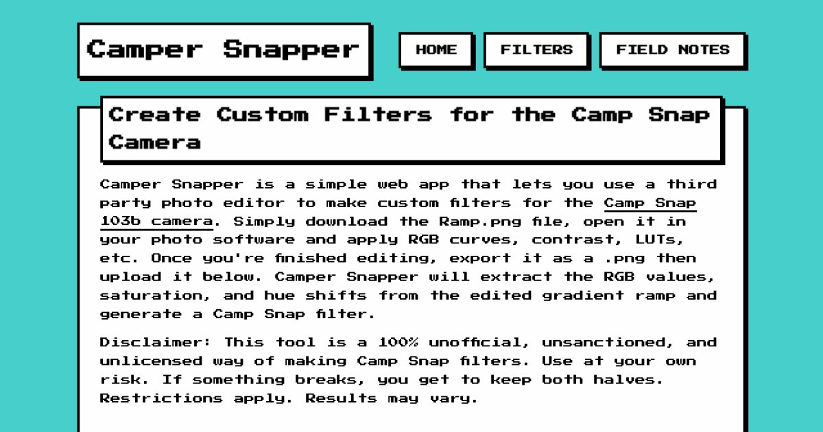 Camper Snapper | Custom Filters for the Camp Snap Camera ...