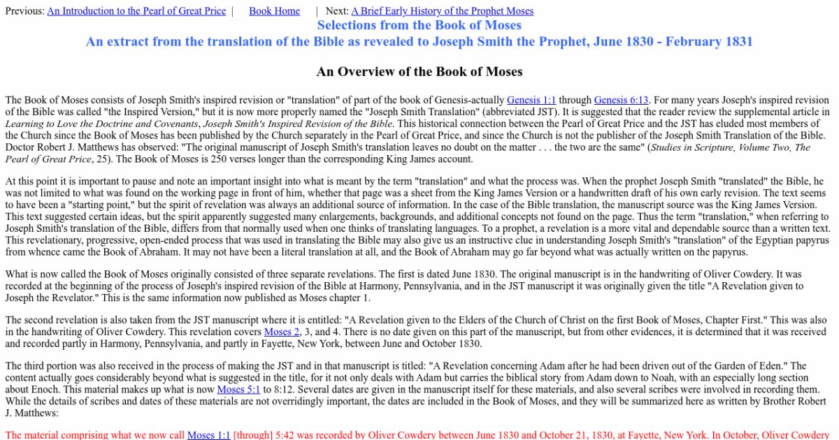 An Overview of the Book of Moses