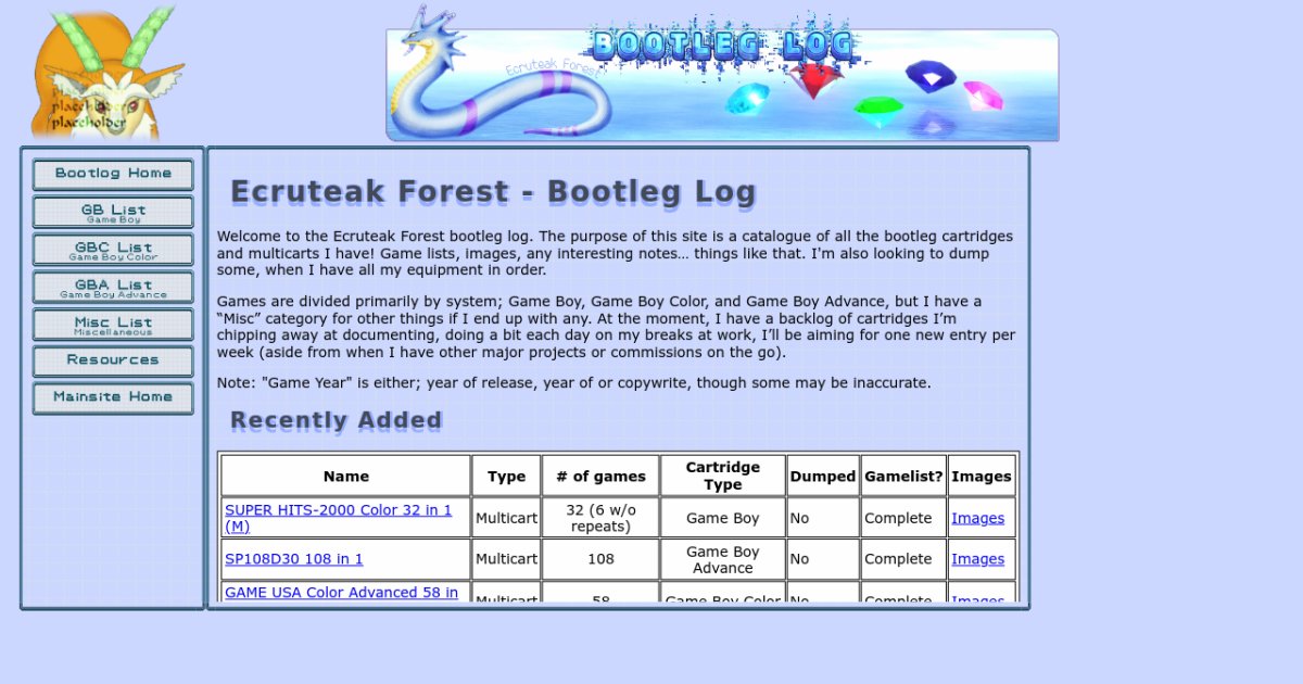 Ecruteak Forest - Log of Bootlegs