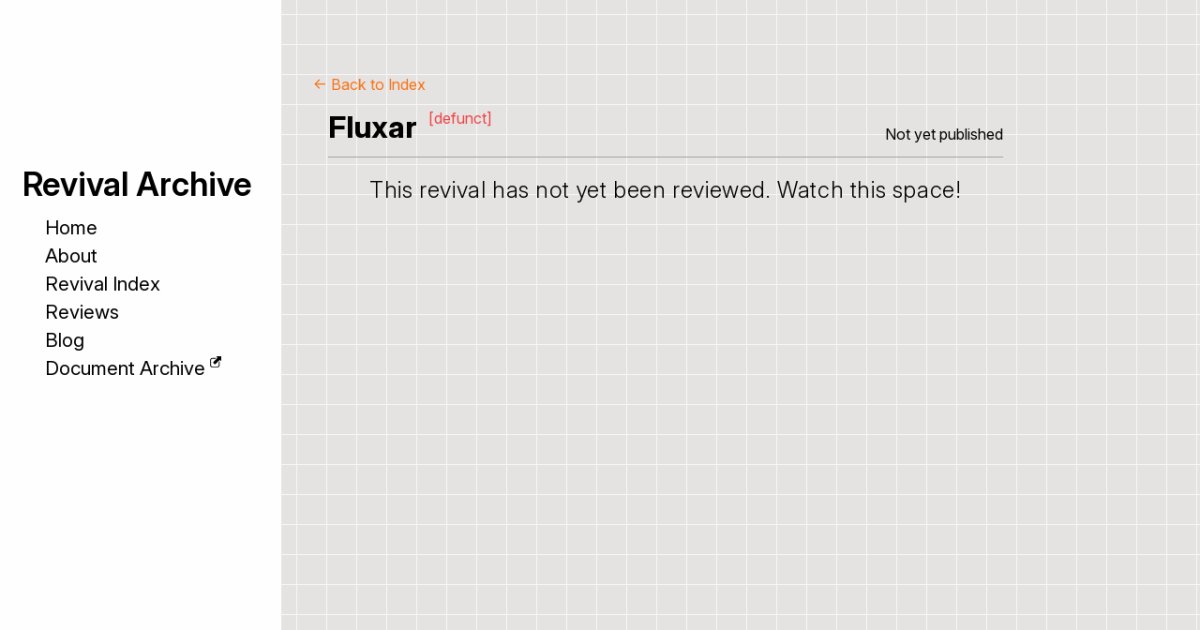 Fluxar • Revival Archive