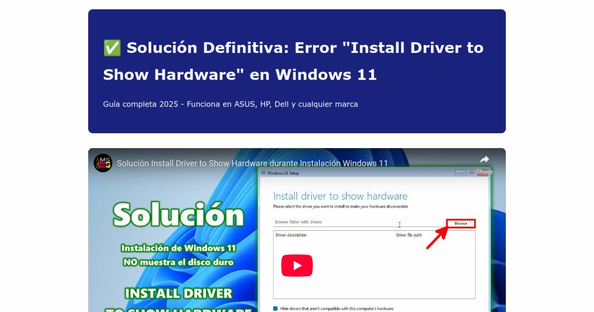 Cómo solucionar el error "Install Driver to Show Hardware" en Windows 11