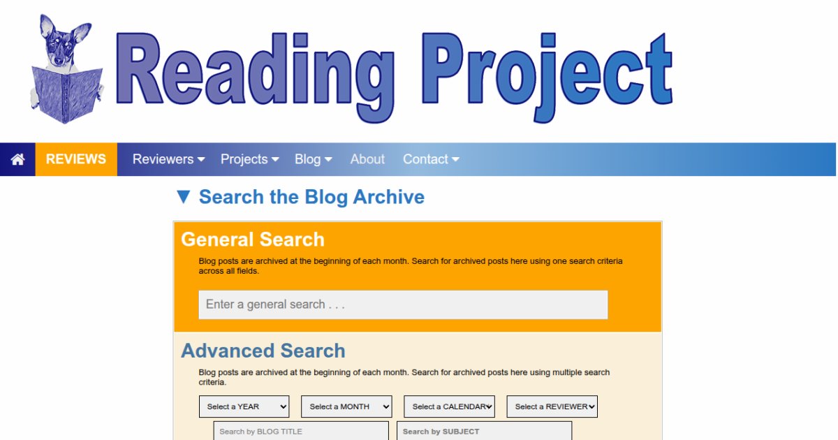 Reading Project - Search Blog Archive
