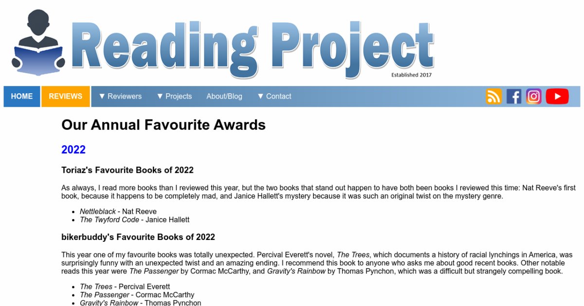 Favourite Books Chosen Annually