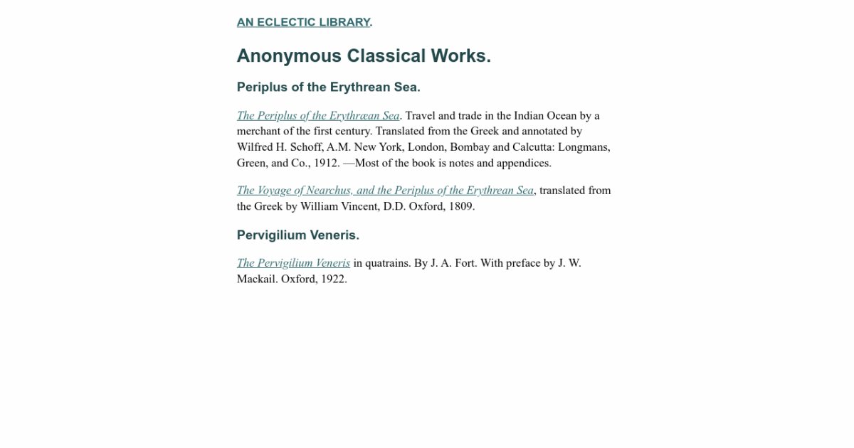 Anonymous Classical Works