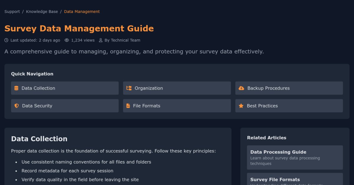 Data Management Guide | Learn Surveying