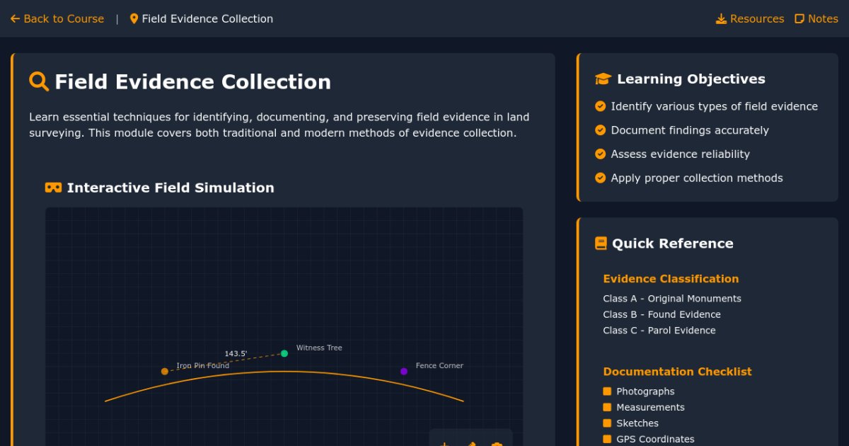 Field Evidence Collection - Land Surveying Course