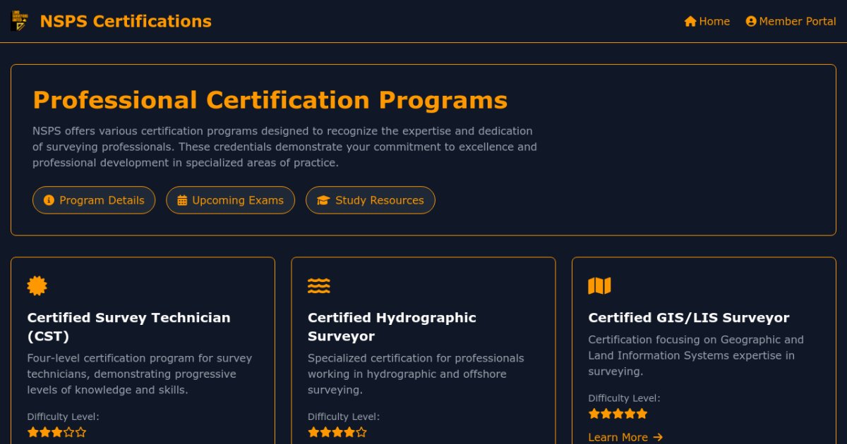 NSPS Certifications | Professional Land Surveyor Credentials