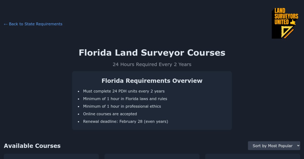 Florida Land Surveyor Continuing Education Courses - Land Surveyors United