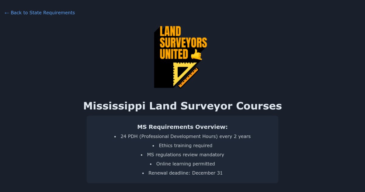 Mississippi Land Surveyor Courses - Land Surveyors United