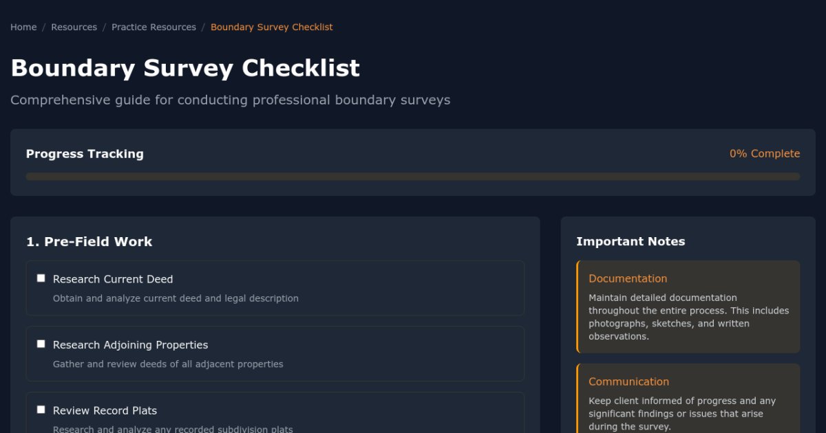 Boundary Survey Checklist | Learn Surveying