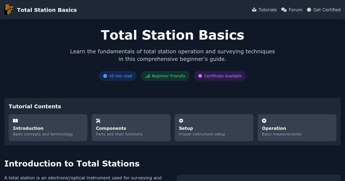 Total Station Basics | Land Surveyors United