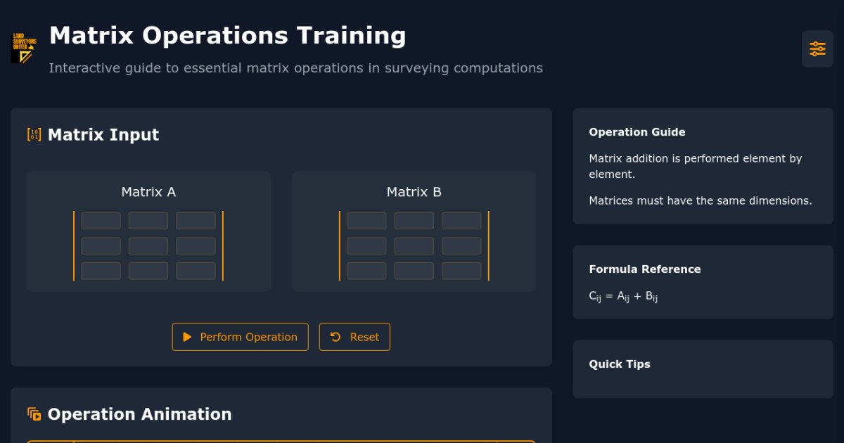 Advanced Matrix Operations for Survey Computations | Learn Surveying