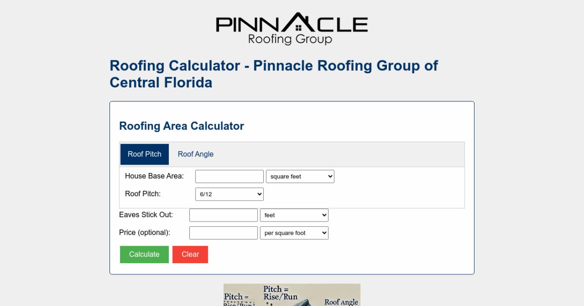 Roofing Calculator - Pinnacle Roofing Group of Central Florida