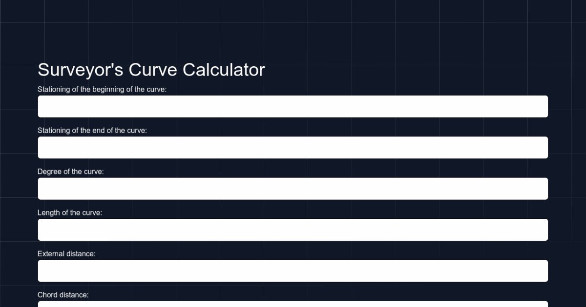 Surveyor's Curve Calculator