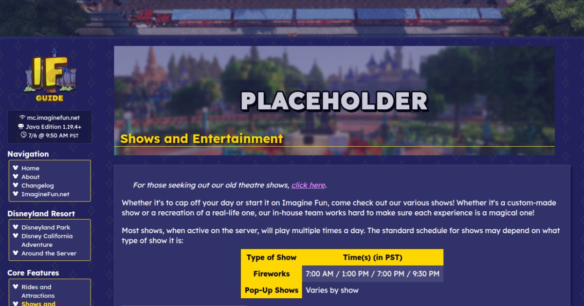 Shows and Entertainment — Imagine Fun Guide