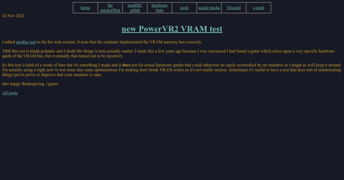 new PowerVR2 VRAM test