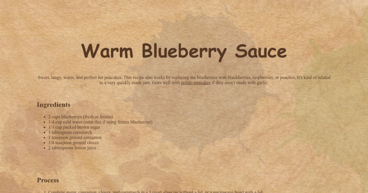 Goblin Recipes: Blueberry Sauce