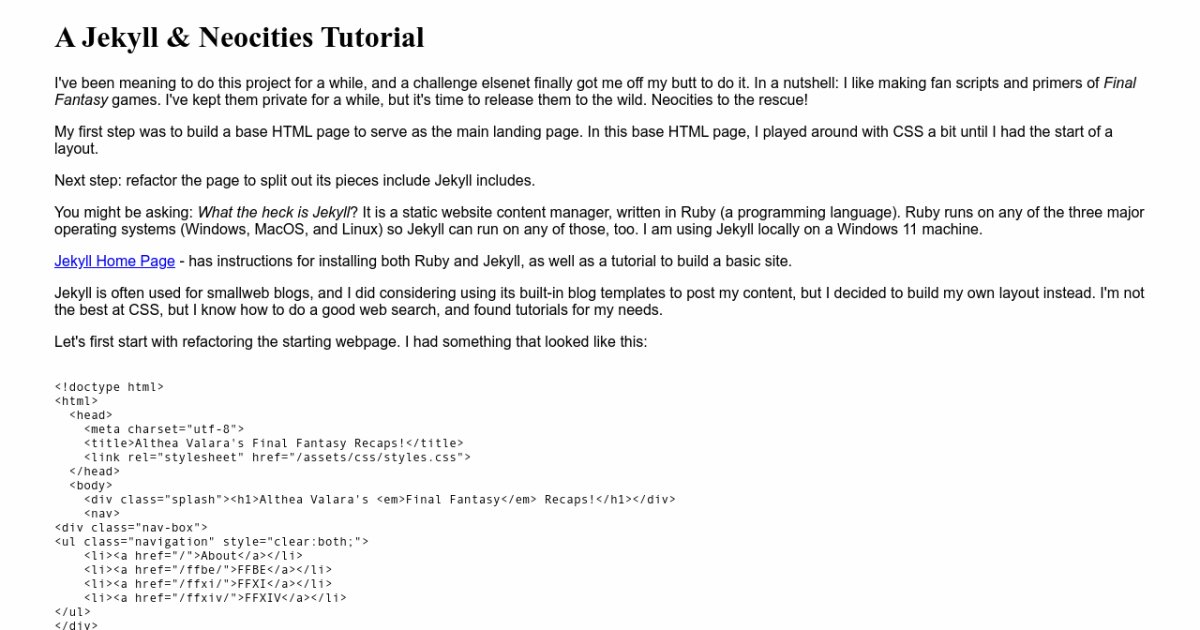 A Jekyll and Neocities Tutorial