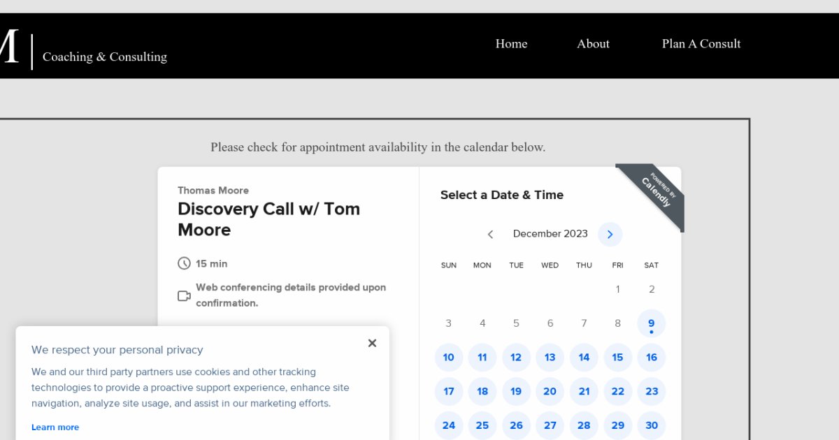 Book A Consultation - Coaching with Tom Moore
