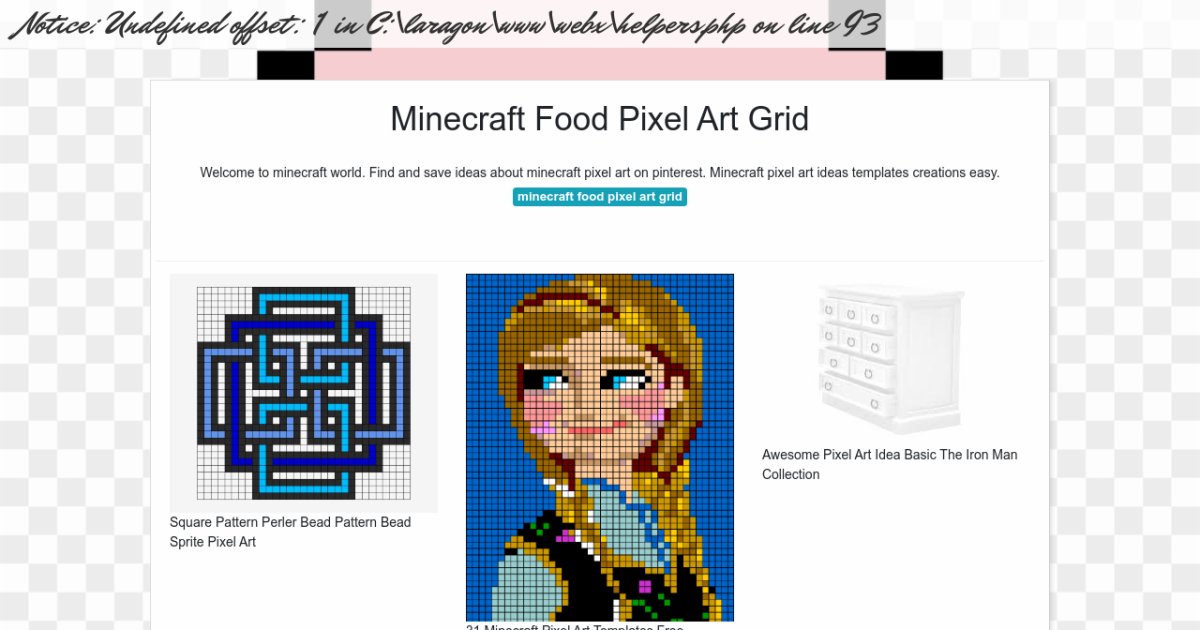 Minecraft Food Pixel Art Grid