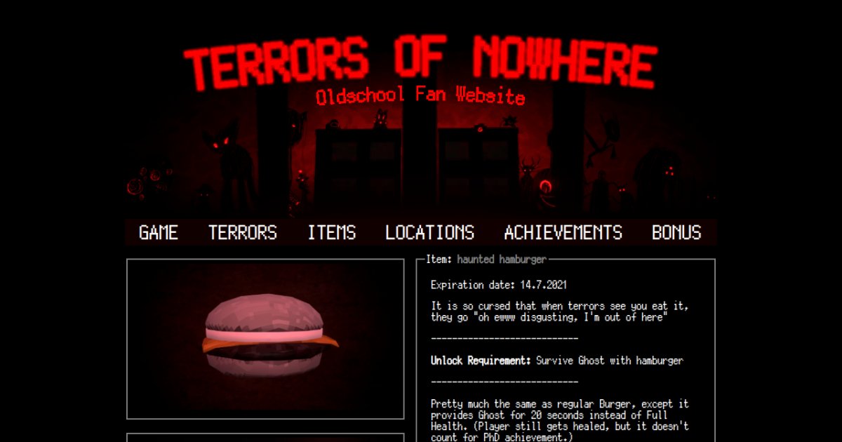 haunted hamburger // Terrors of Nowhere Fan Website