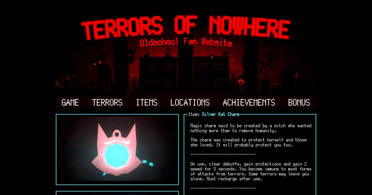 Silver Kat Charm // Terrors of Nowhere Fan Website