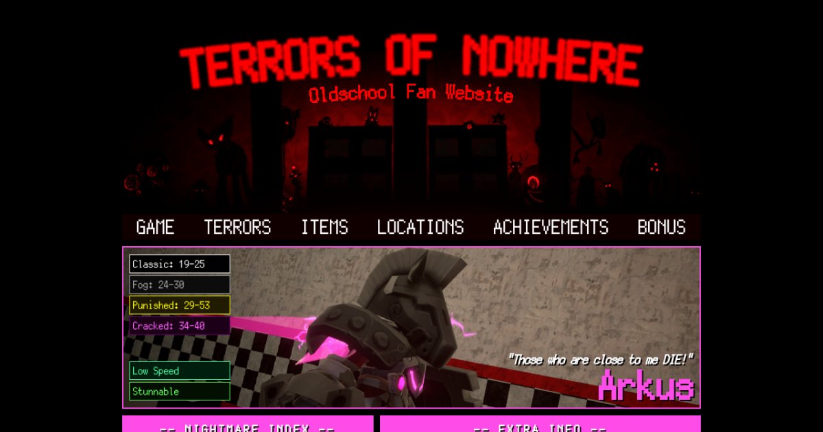 Arkus // Terrors of Nowhere Fan Website