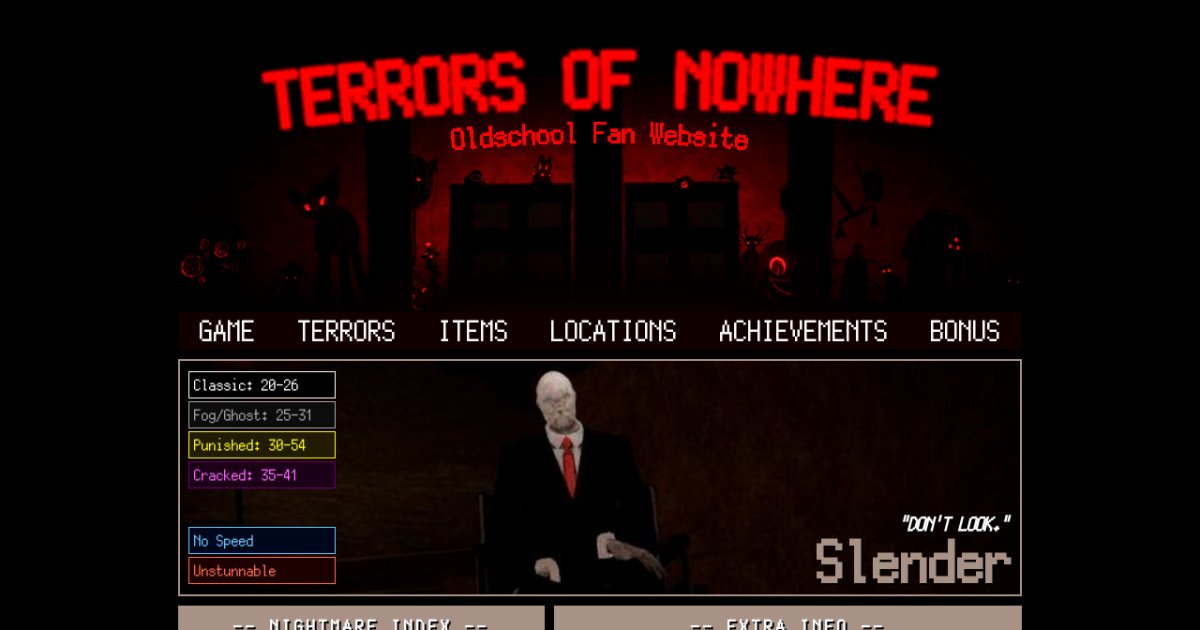 Slender // Terrors of Nowhere Fan Website