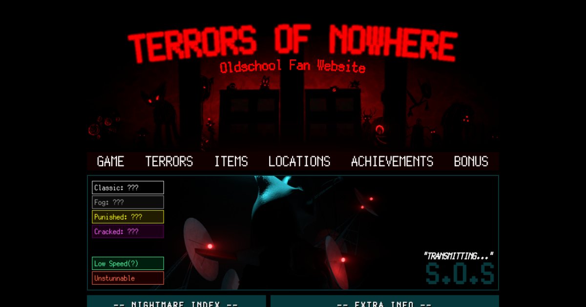 S.O.S // Terrors of Nowhere Fan Website
