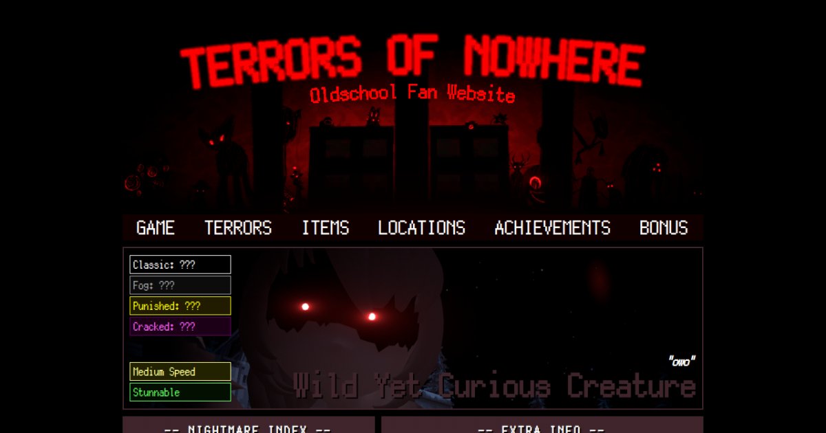 Wild Yet Curious Creature // Terrors of Nowhere Fan Website
