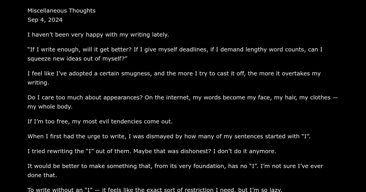 Miscellaneous Thoughts