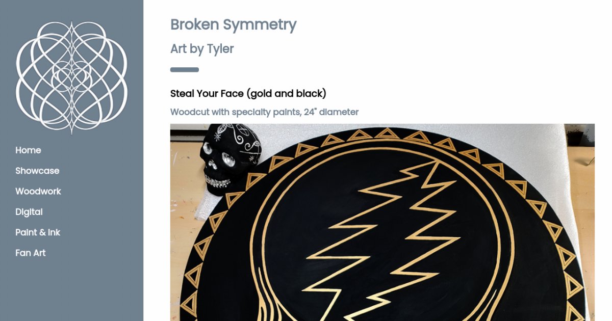 Broken Symmetry : Art : Gold on Black Steal Your Face