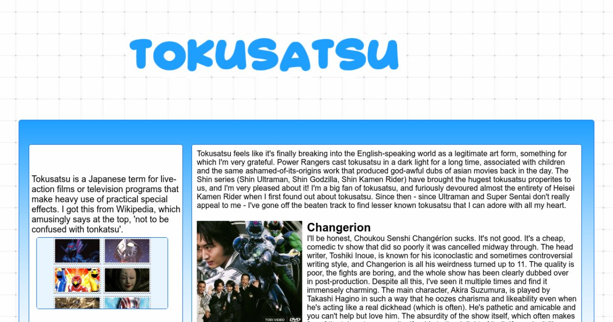 Tokusatsu Outside The Obvious