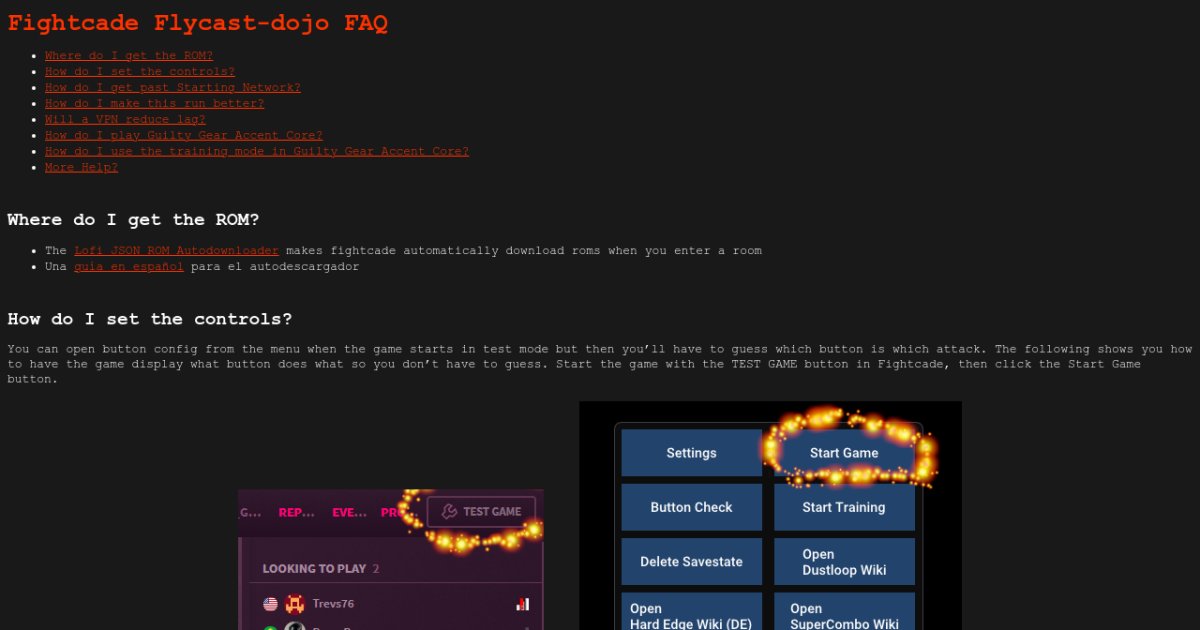 Fightcade Flycast-dojo FAQ