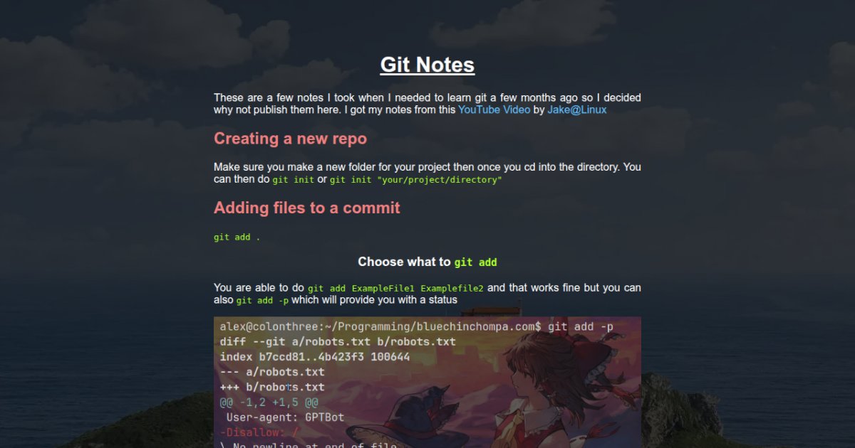 Git Notes | BlueChinchompa