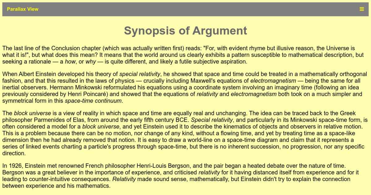 Synopsis - Time, Causality, Block Universe