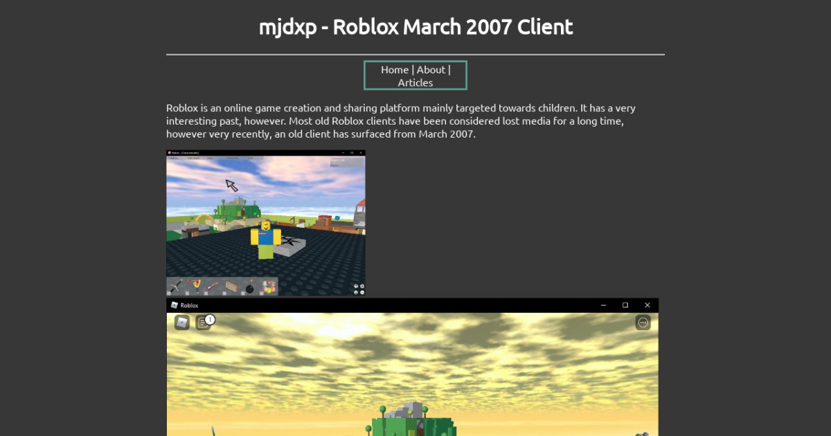 mjdxp - Roblox March 2007 Client