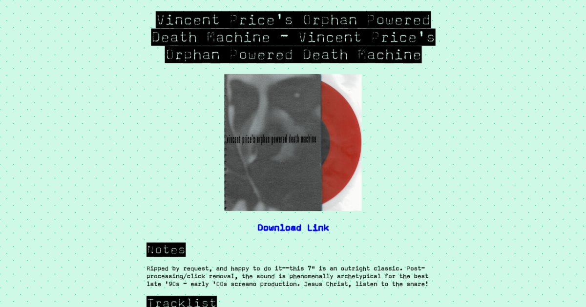 Vincent Price's Orphan Powered Death Machine