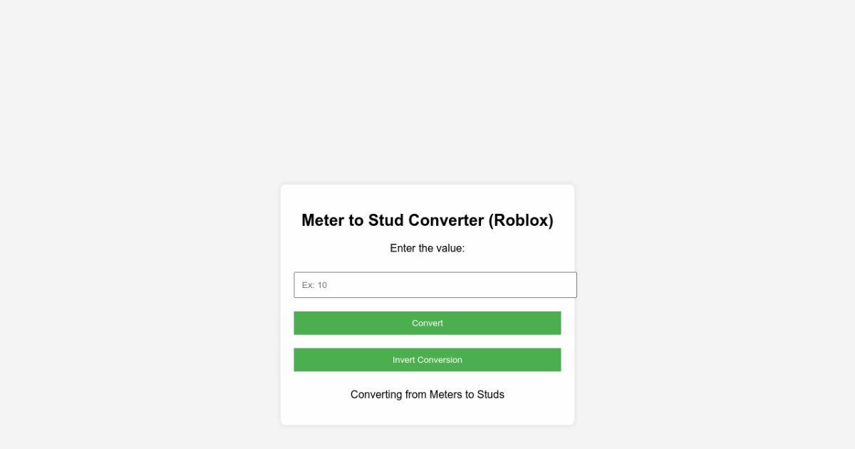 Meter to Stud Converter (Roblox)