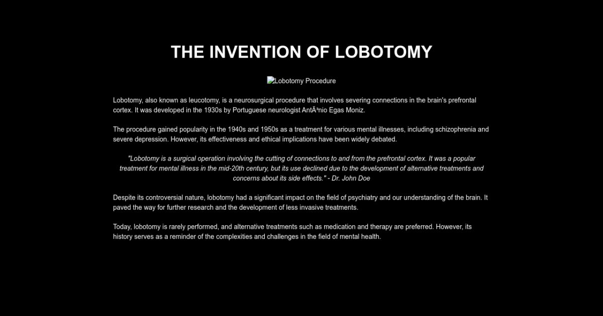 The Invention of Lobotomy