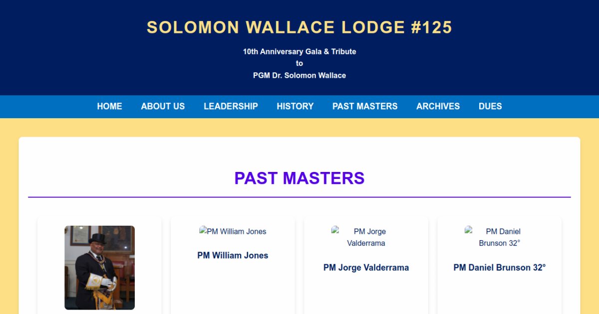 Past Masters - Solomon Wallace Lodge #125