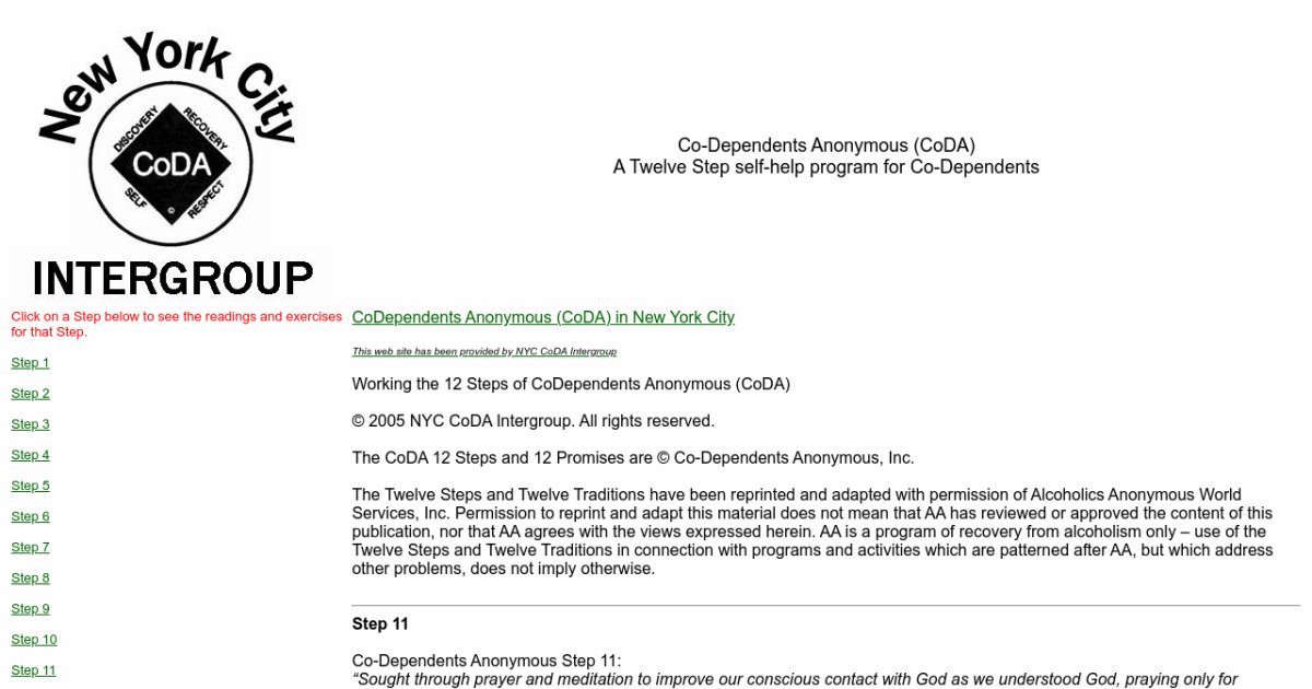 Working the steps: (NYC CoDA Intergroup Step Review Page)