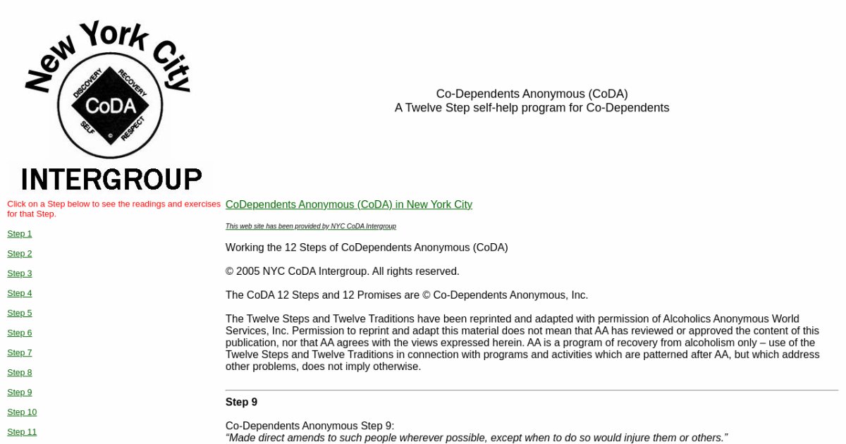 Working the steps: (NYC CoDA Intergroup Step Review Page)