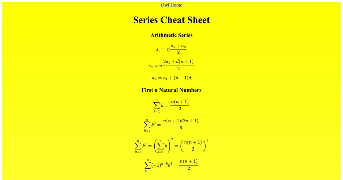 Series Cheat Sheet